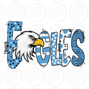 Light Blue and White Eagles PNG , Sublimation Designs , Doodle Letters ...
