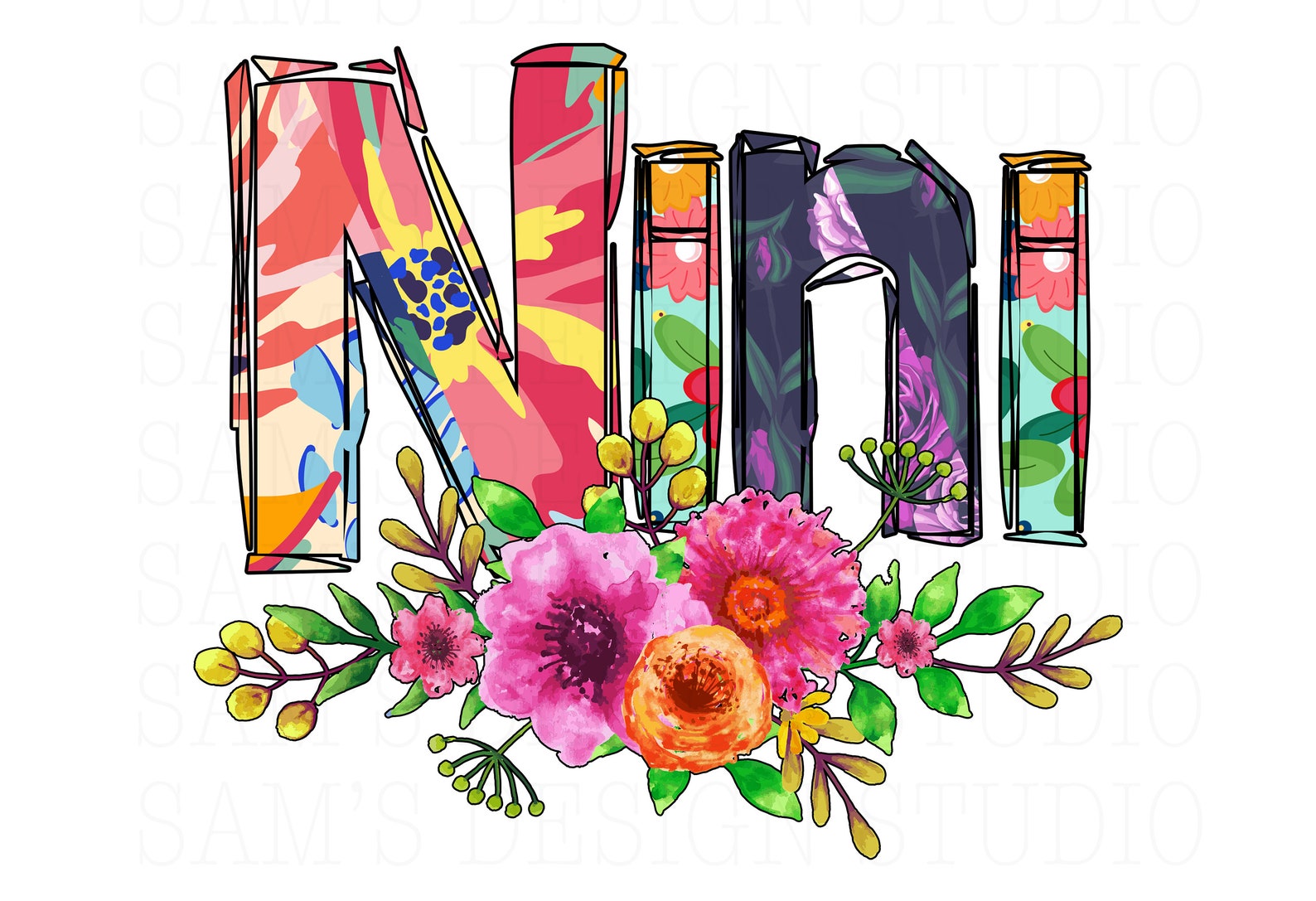 Nini With Flowers PNG: Sublimation Design (digital Download) - Etsy