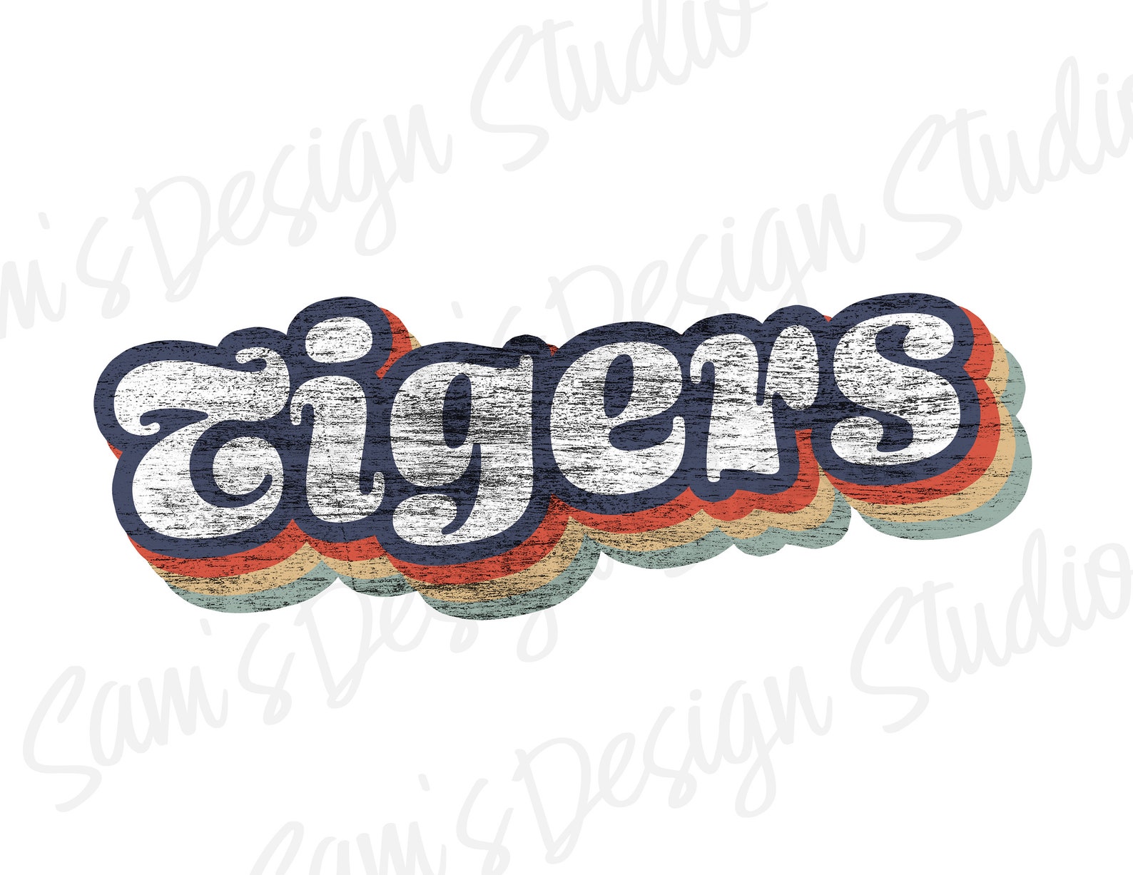 Distressed Retro Tigers Logo PNG Vintage Sublimation Designs - Etsy