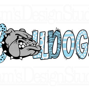 Blue and White Bulldogs Sublimation Designs / Bulldogs Png / Doodle ...