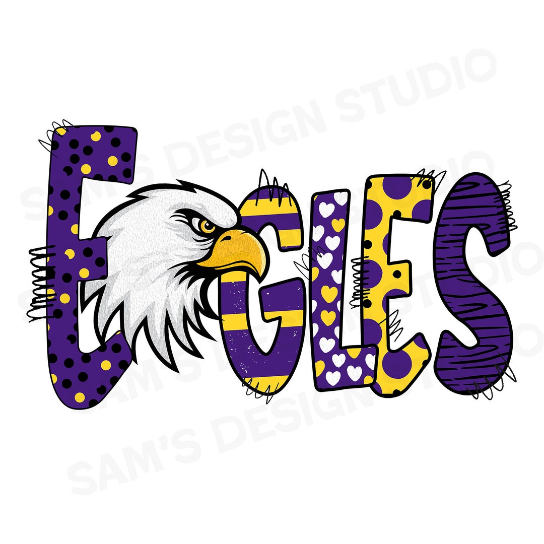 Purple and Gold Eagles Png / Eagles Doodle Letters Sublimation Designs ...