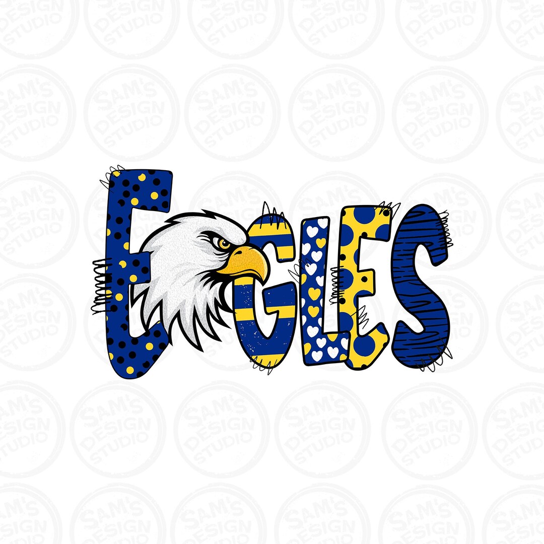 Eagles Dark Blue and Gold PNG ,doodle Letters , Sublimation Designs - Etsy