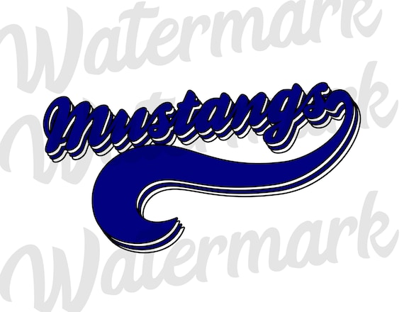 Retro Mustangs Logo Navy Blue PNG Sublimation Designs | Etsy