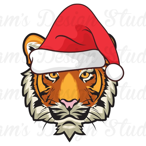 Tiger With Santa Hat - Etsy