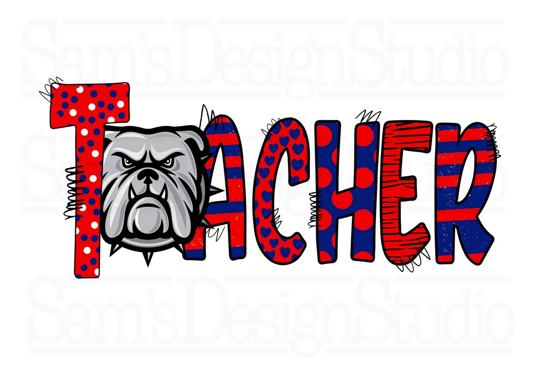 Red and Blue Bulldogs Teacher Png , Teacher Sublimation Designs , Back ...