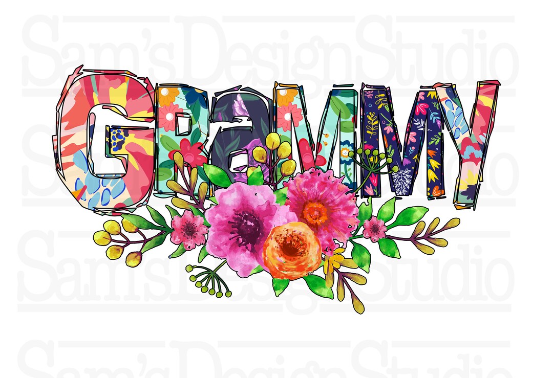 Grammy With Flowers PNG , Grammy Sublimation Designs Downloads , Grammy ...