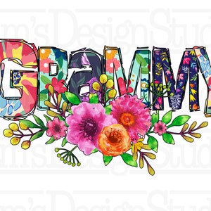 Grammy With Flowers PNG , Grammy Sublimation Designs Downloads , Grammy ...