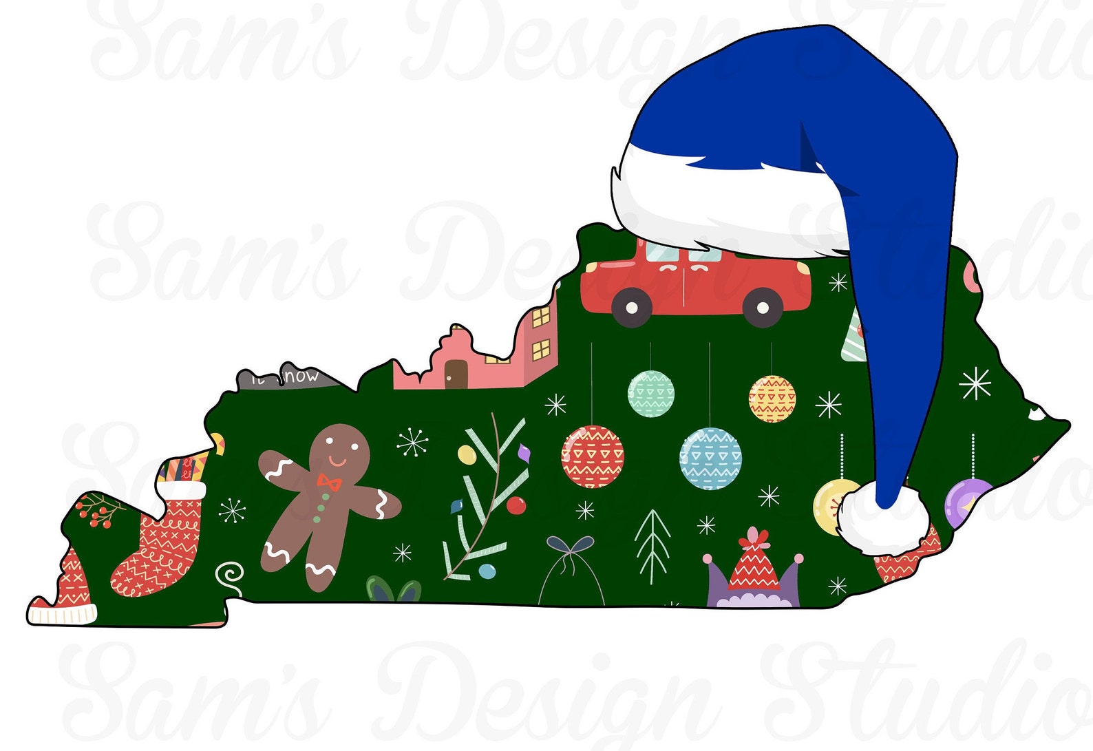 Kentucky Santa Hat PNG KY Christmas Sublimation Designs - Etsy
