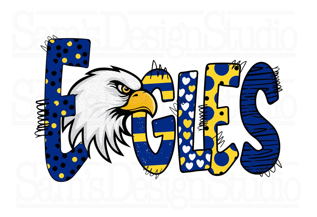 Eagles Dark Blue and Gold PNG ,doodle Letters , Sublimation Designs - Etsy