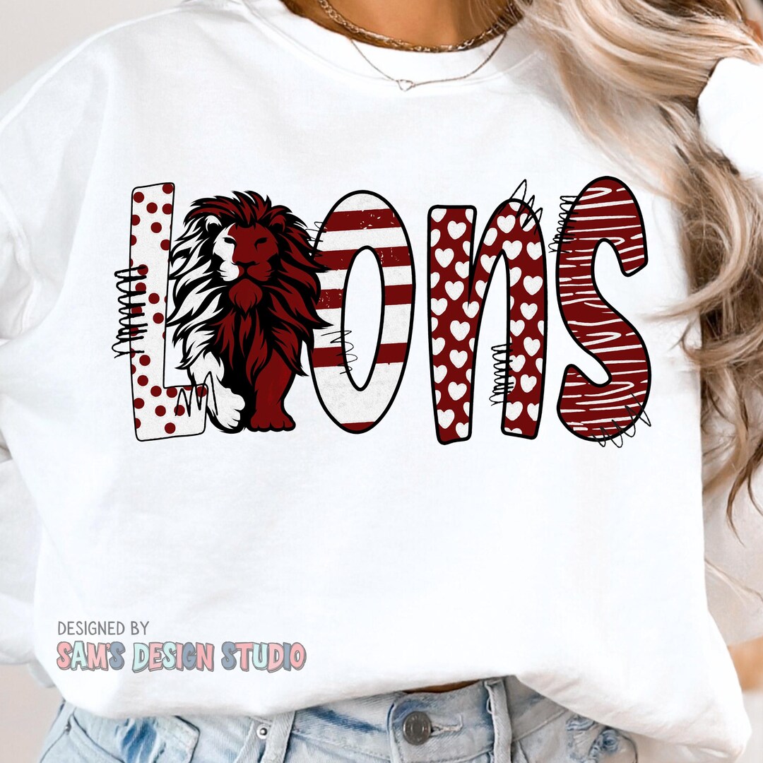 Maroon and White Lions Png , Sublimation Designs , Doodle Letters - Etsy