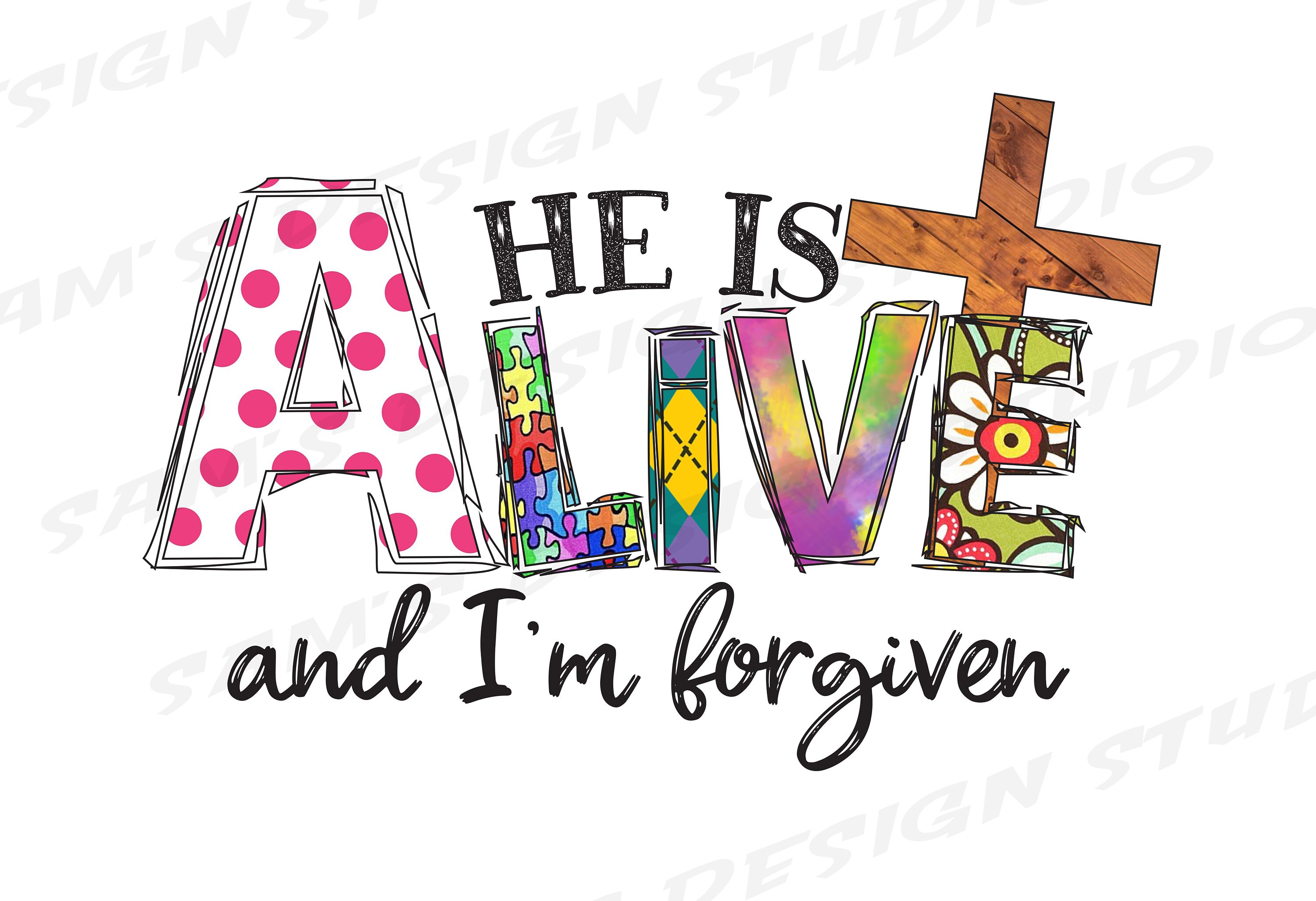 He is Alive PNG Sublimation Designs Download Easter PNG | Etsy