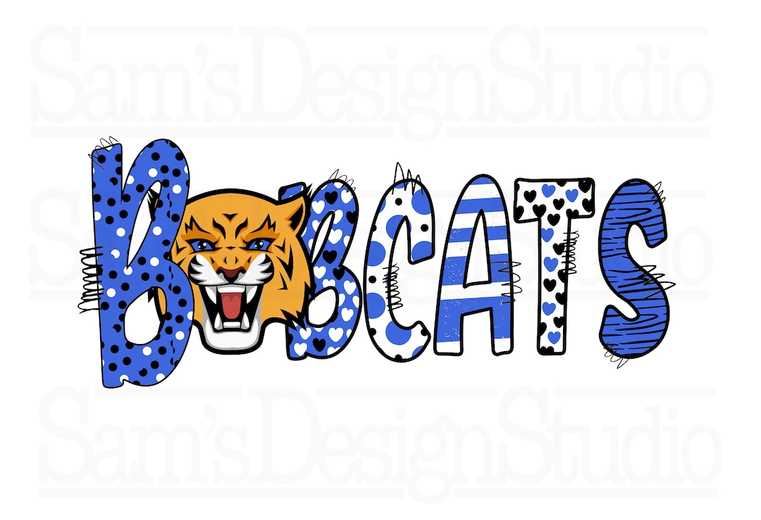 Blue and White Bobcats PNG , Blue Bobcats Sublimation Designs Downloads ...