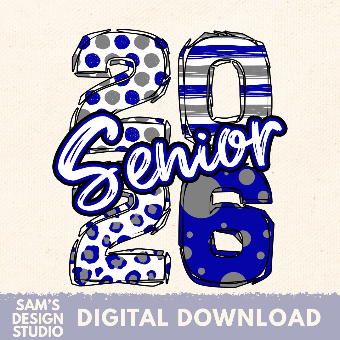 Senior 2026 PNG: Blue & Gray Sublimation Design (digital Download) - Etsy