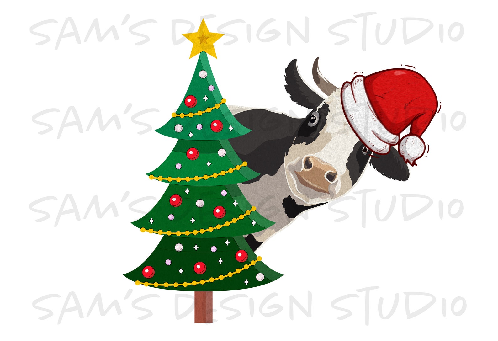 Christmas Cow PNG Cow Christmas Tree Sublimation PNG Cow - Etsy