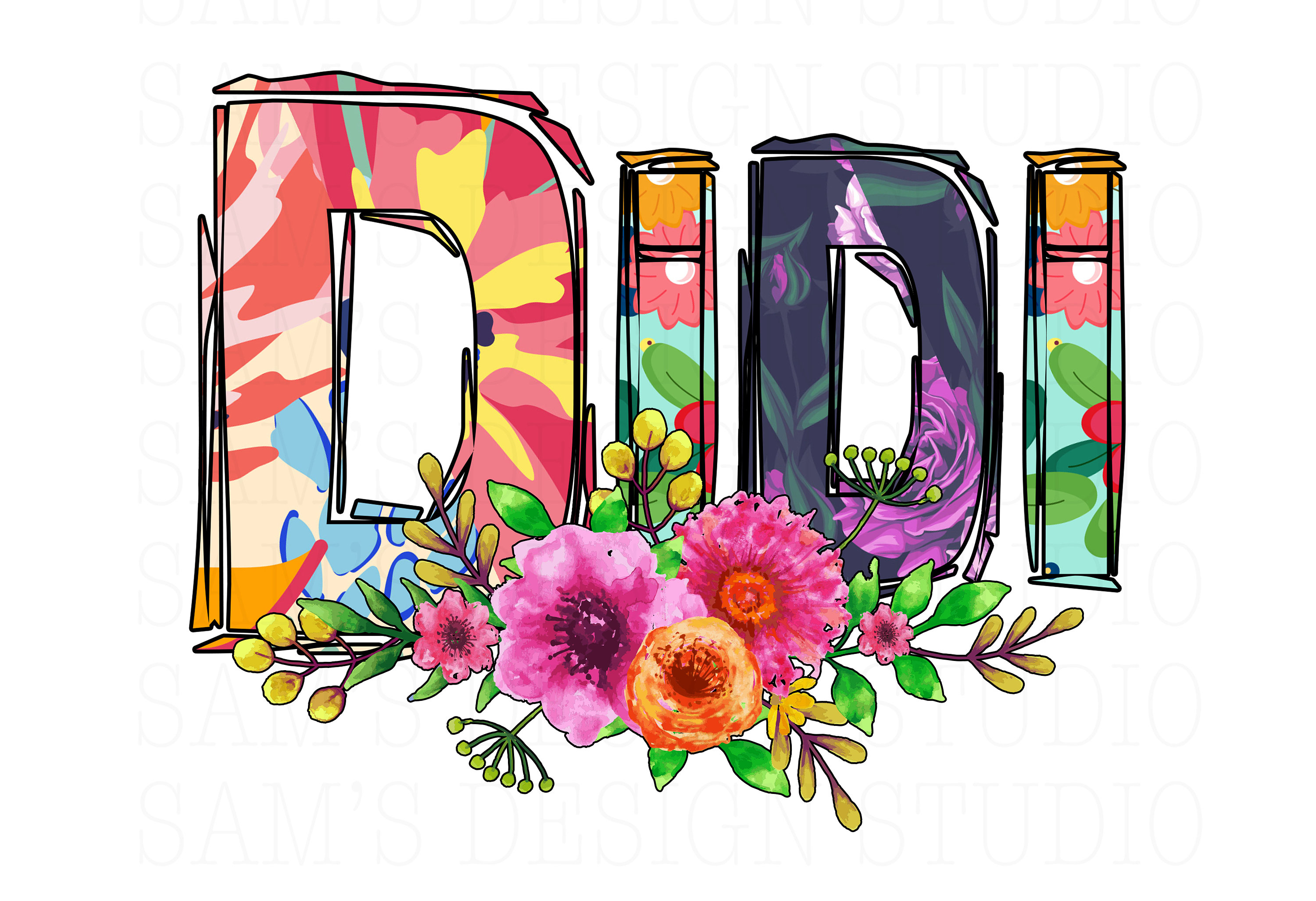 Didi With Flowers PNG: Sublimation Design (digital Download) - Etsy