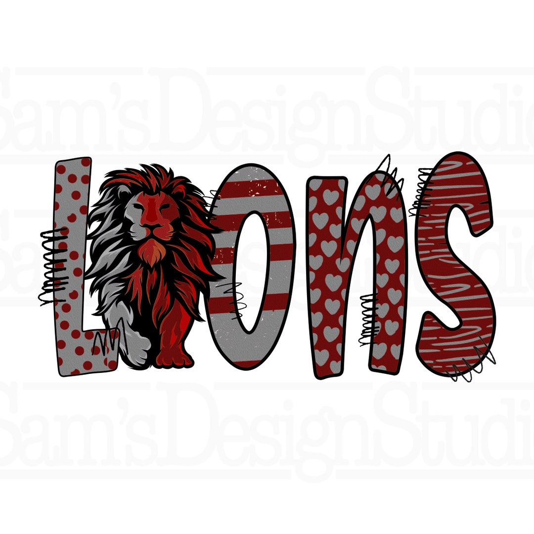 Maroon and Grey Lions Sublimation Designs / Grey and Maroon Lions Png ...