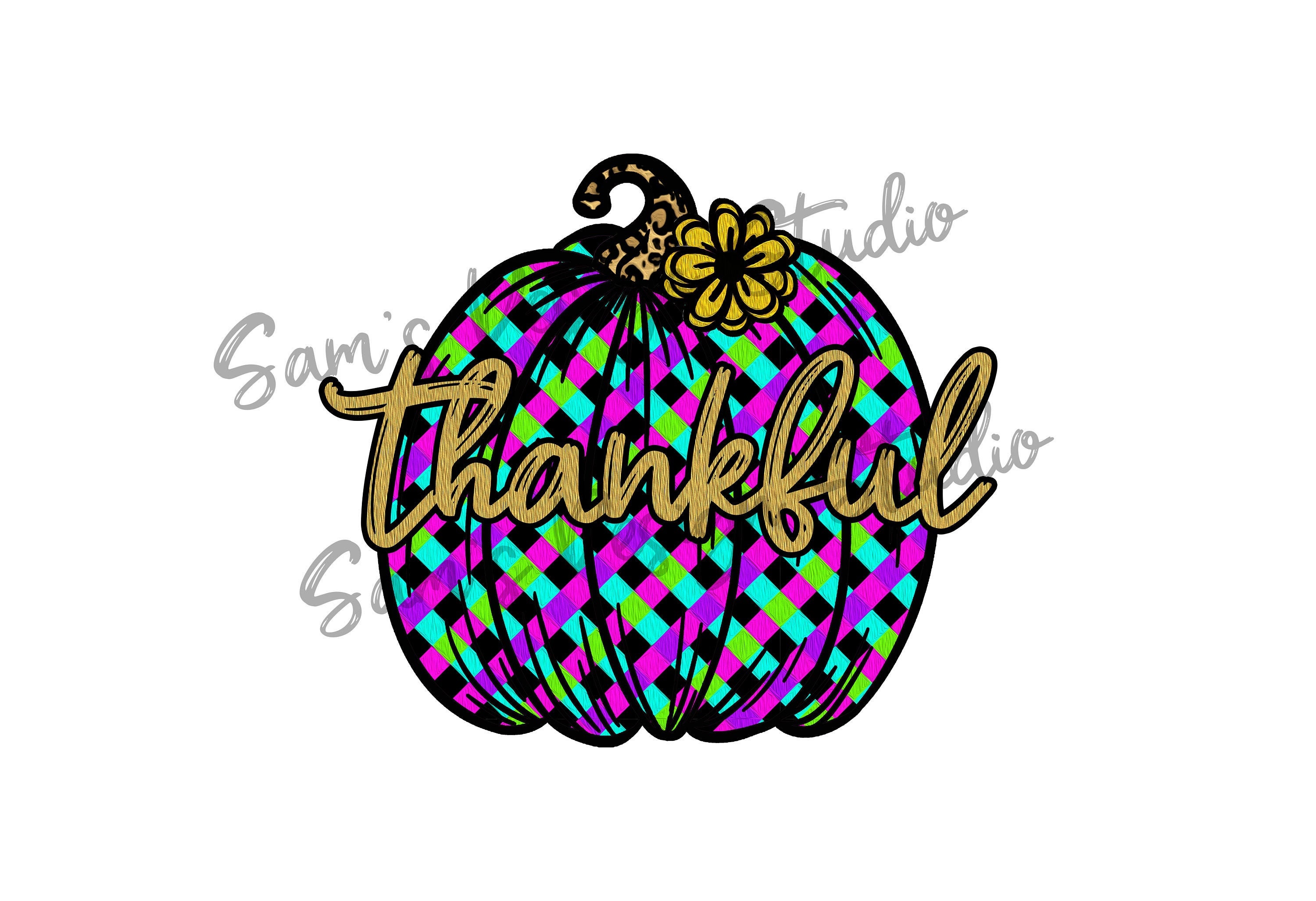 Thankful PNG Sublimation Designs Downloads Plaid Print | Etsy