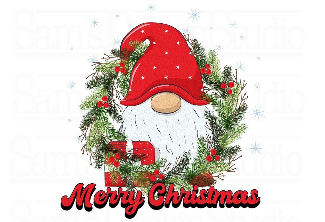 Merry Christmas Gnome PNG Christmas Gnome With Present - Etsy