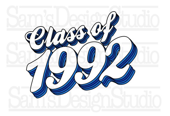 Retro Class of 1992 Shades of Blue PNG Sublimation Designs - Etsy