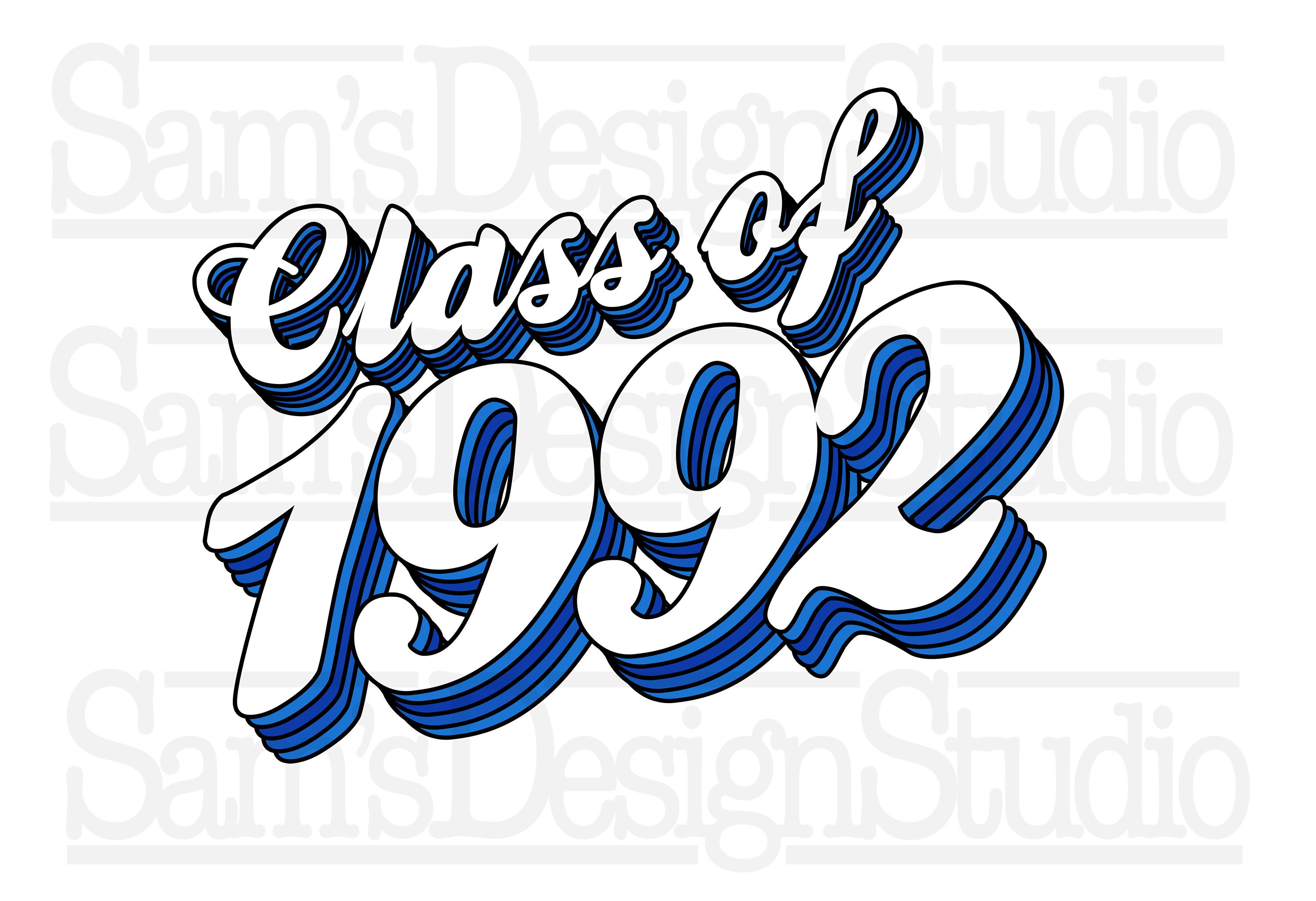 Retro Class of 1992 Shades of Blue PNG Sublimation Designs - Etsy