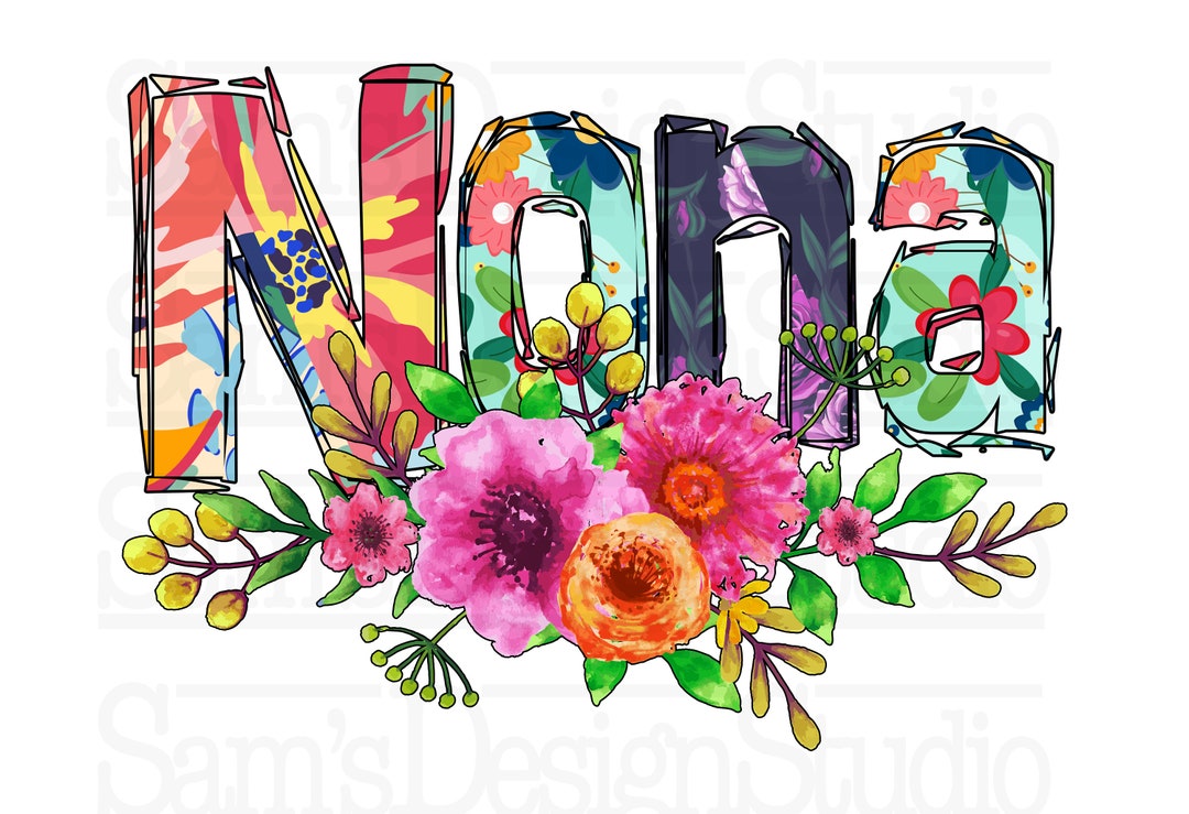 Nona With Flowers PNG , Nona Sublimation PNG , Nona Sublimation Designs ...