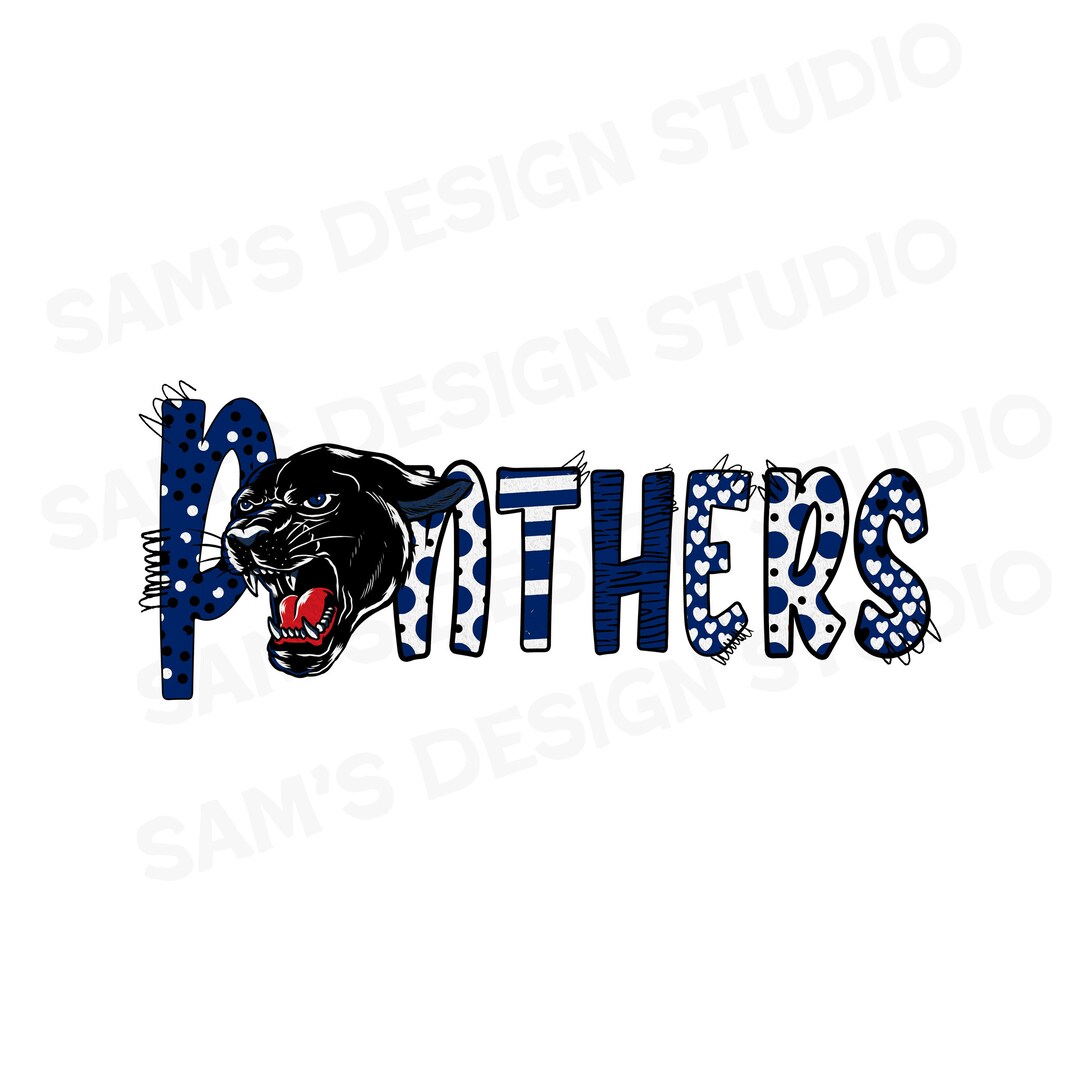 Blue and White Panthers PNG , Panthers Sublimation Designs , Doodle ...