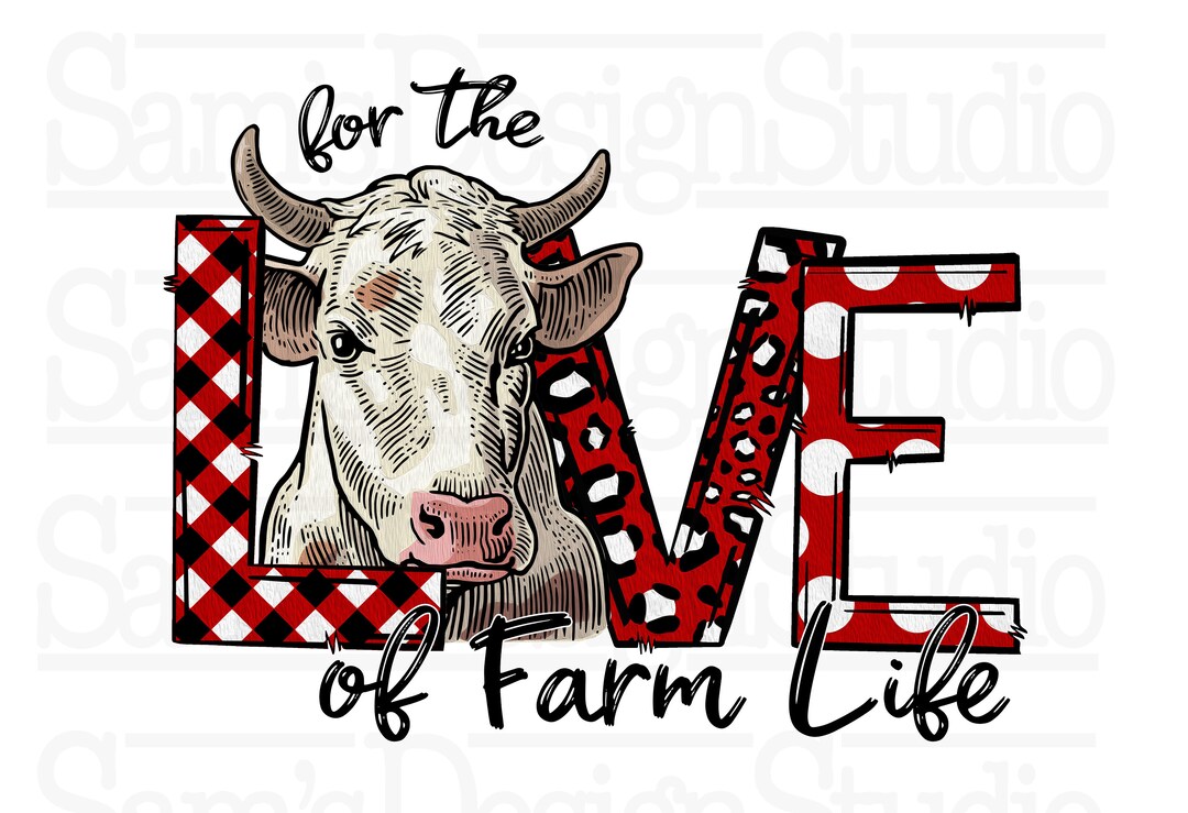 Red for the Love of Farm Life With Cow PNG, Farm Life Sublimation ...