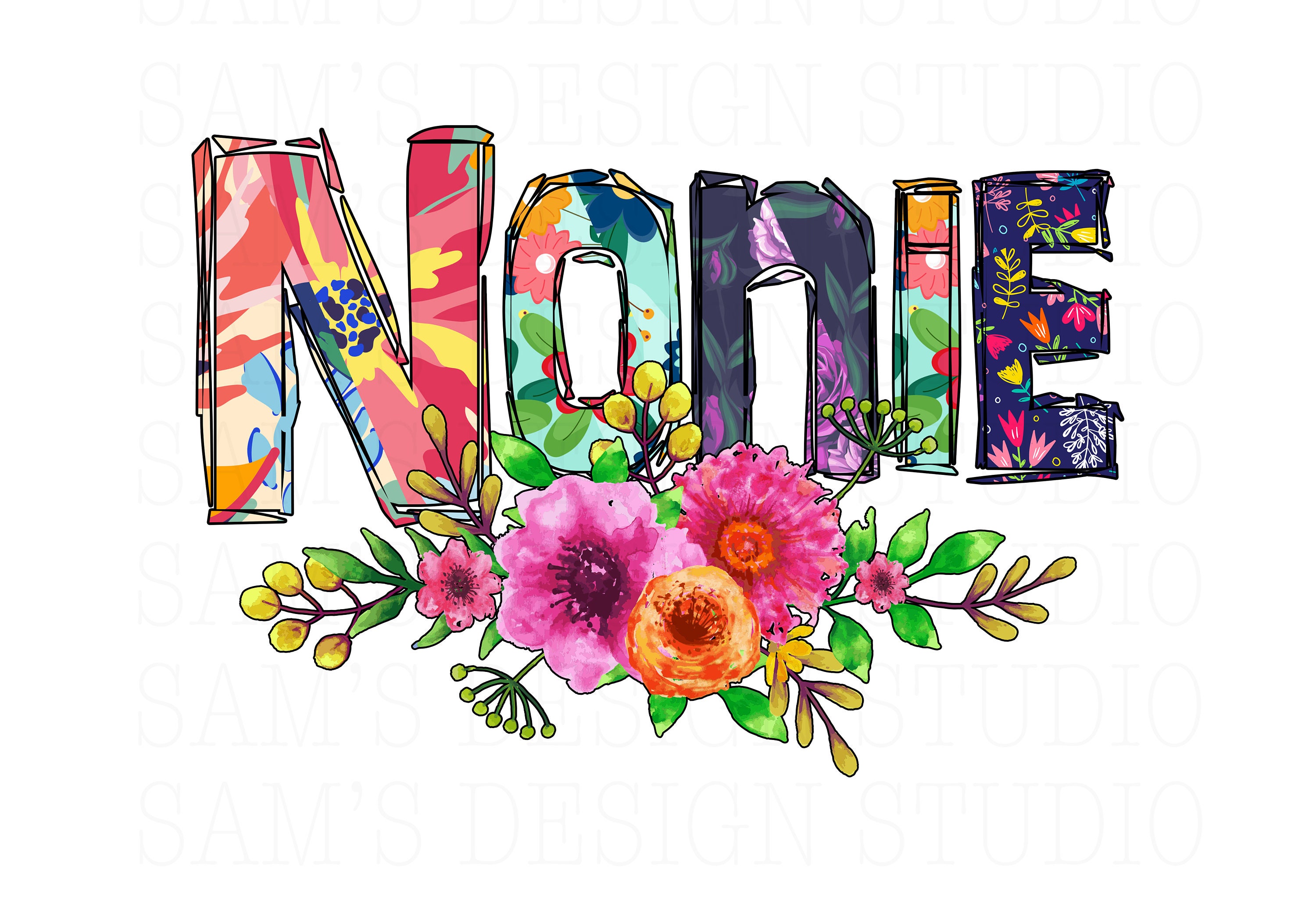 Nonie PNG PNG Nonie Nonie With Flowers PNG Nonie | Etsy