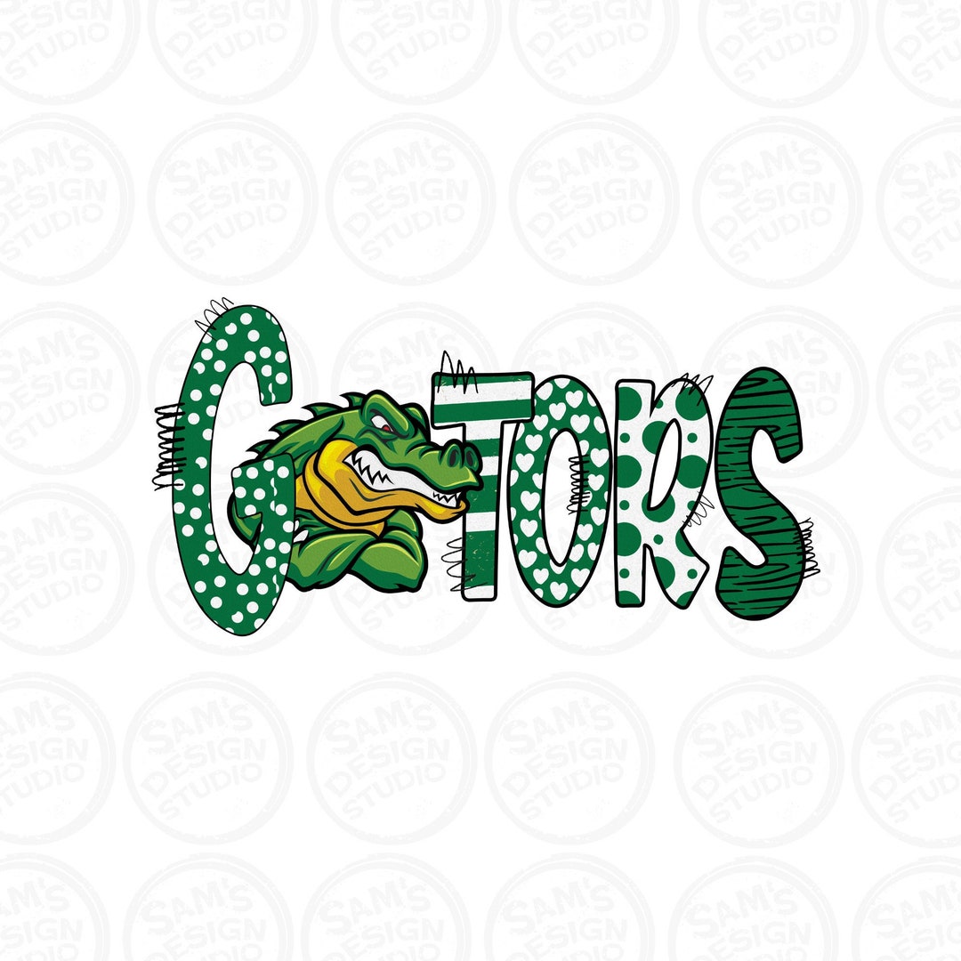 Green and White Gators Png , Sublimation Designs , Doodle Letters - Etsy