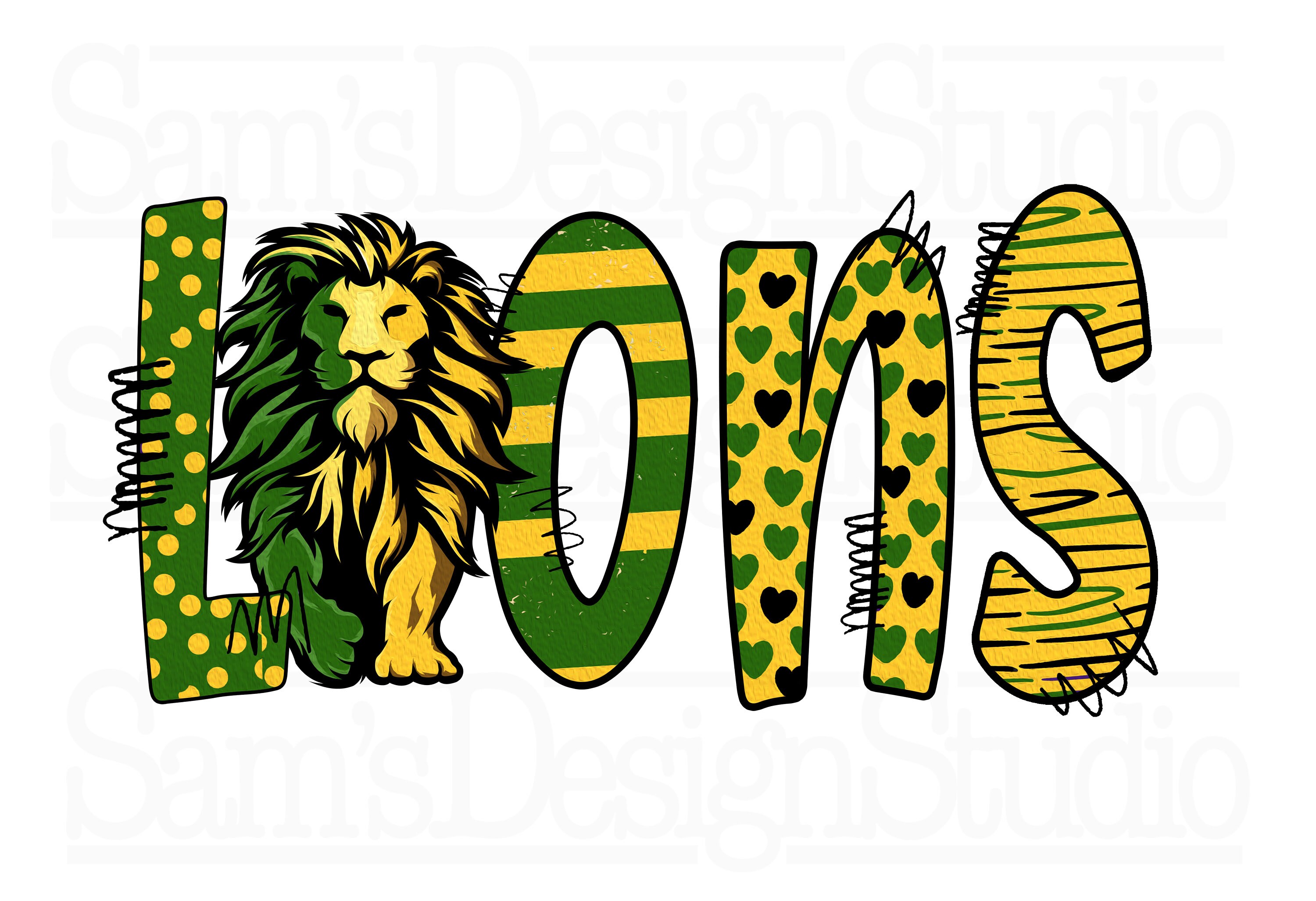 Lions PNG Green and Gold Lions Sublimation Designs Downloads - Etsy