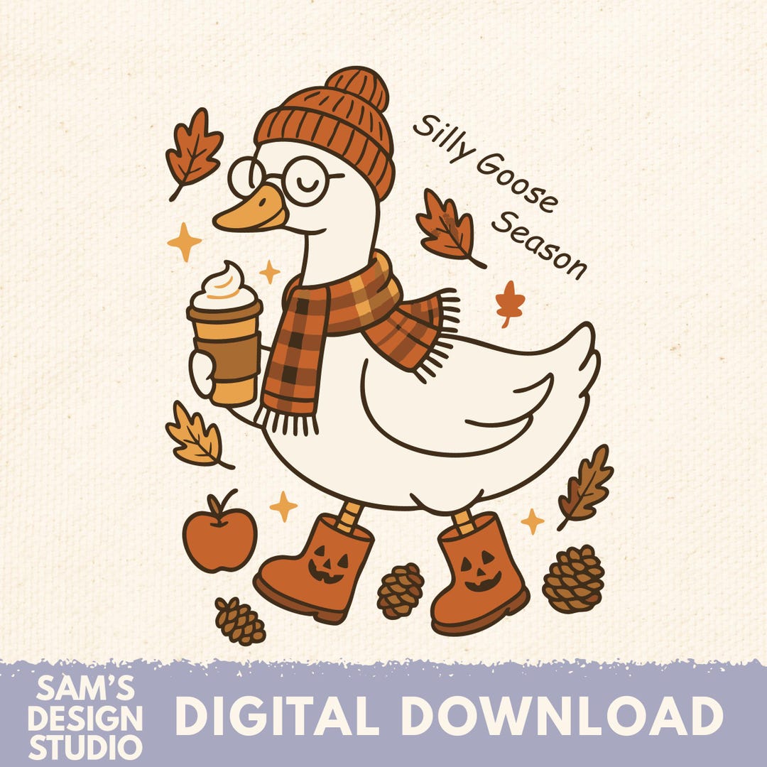 Fall Silly Goose PNG: Plaid Scarf, Pumpkin Boots (digital Download) - Etsy