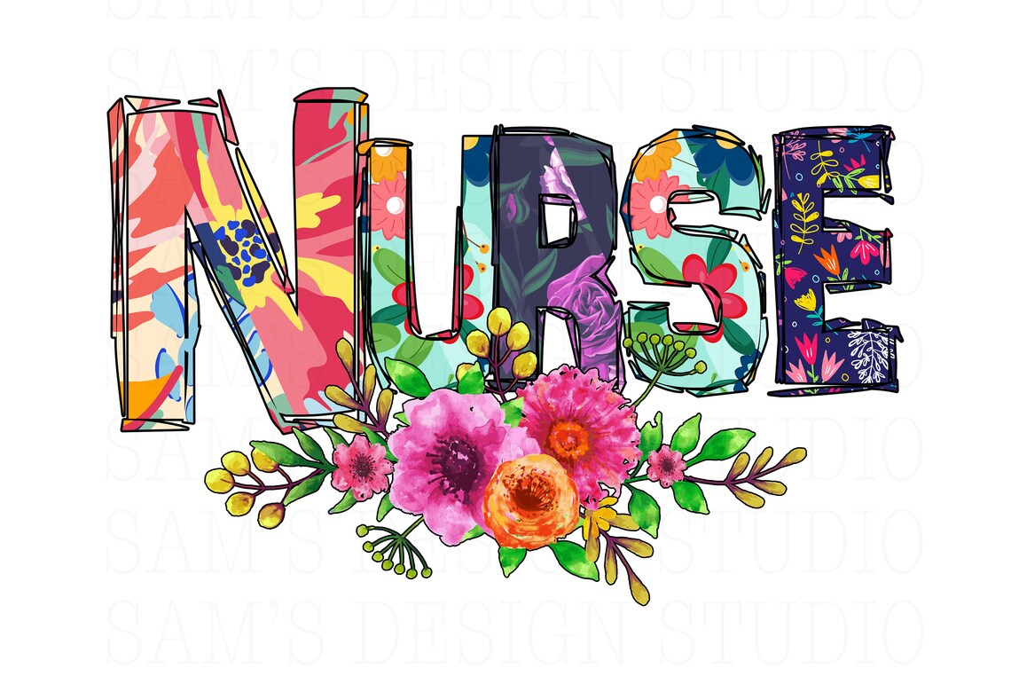 Nurse Sublimation PNG Nurse with Flowers Sublimation Designs | Etsy