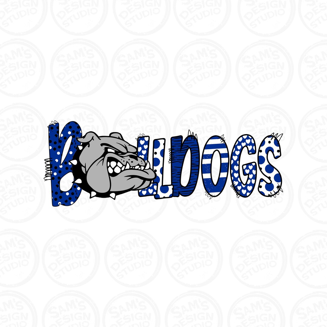 Blue Bulldogs Doodle Letters PNG: Sublimation Designs (digital Download ...