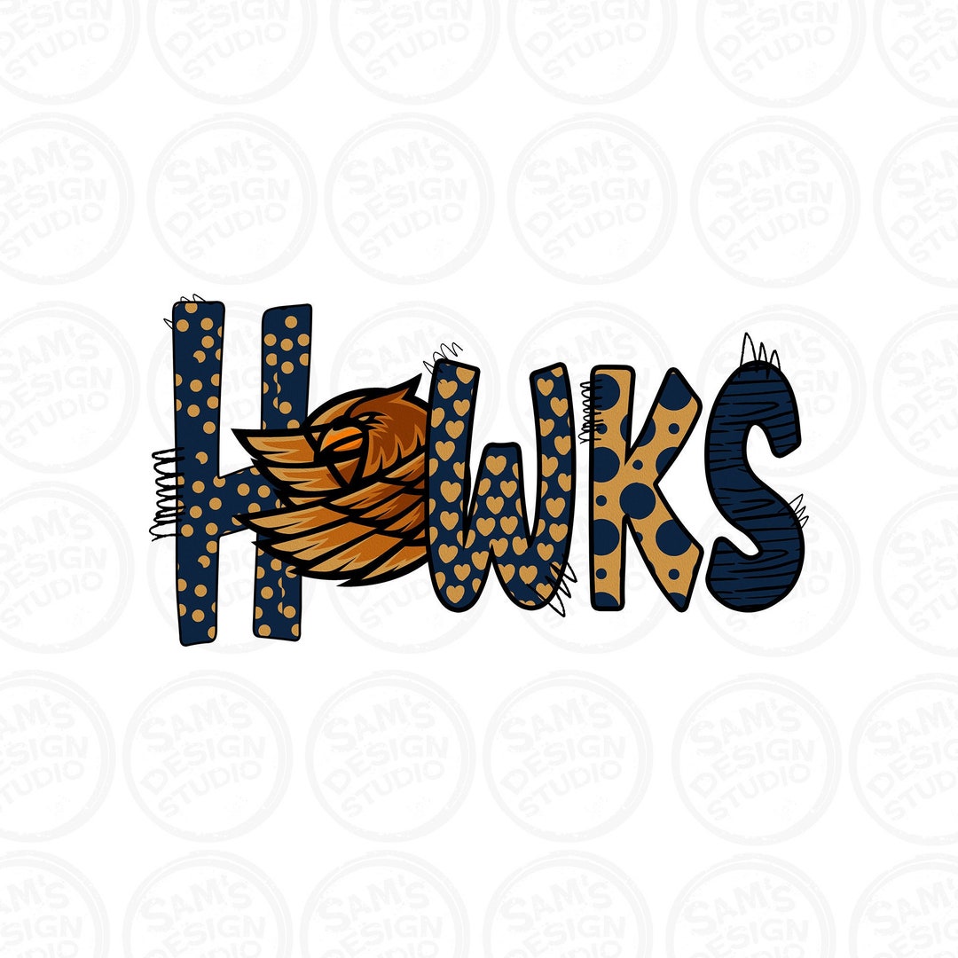 Blue and Gold Hawks Png , Sublimation Designs , Doodle Letters - Etsy