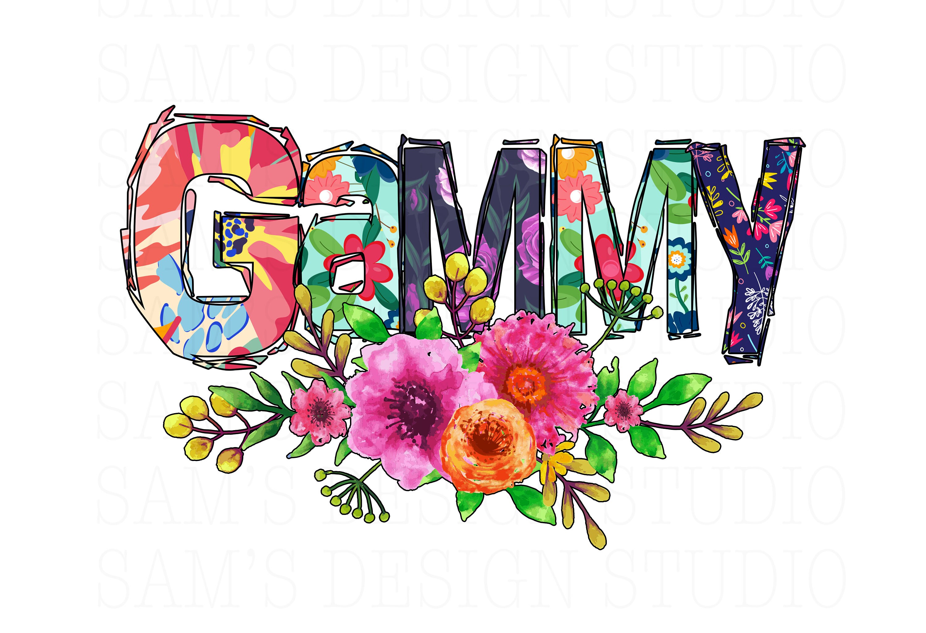 Gammy PNG PNG Gammy Gammy With Flowers PNG Gammy | Etsy