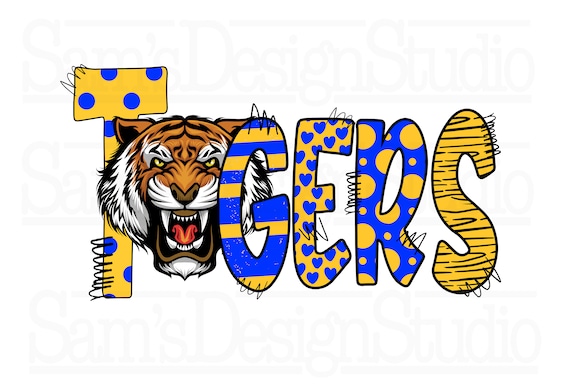 Tigers Blue and Gold PNG Tigers Sublimation Designs - Etsy