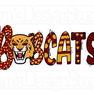 Maroon and Yellow Bobcats Png , Bobcats Doodle Sublimation Designs ...