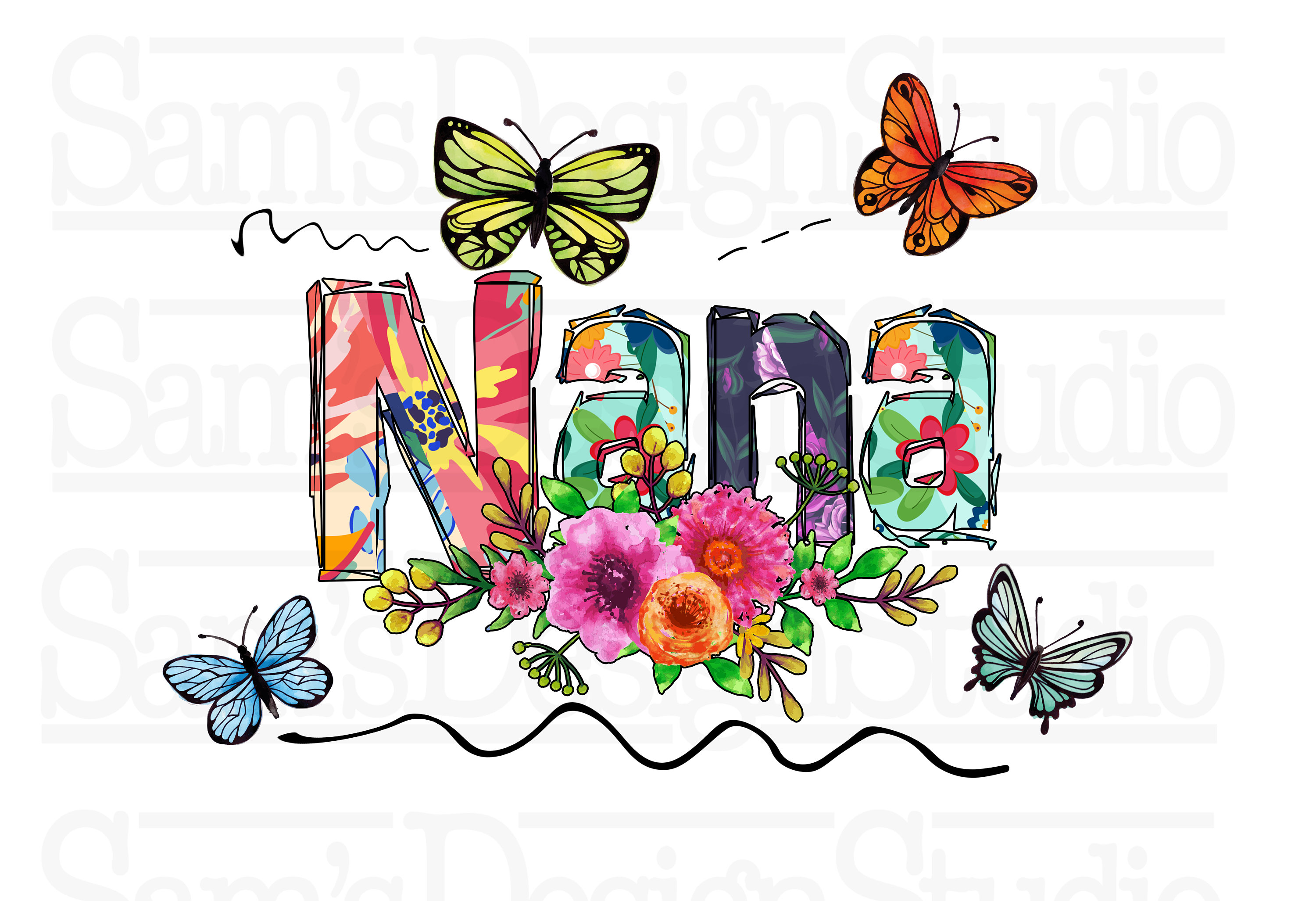 Nana PNG Nana With Butterflies Sublimation Designs Downloads | Etsy