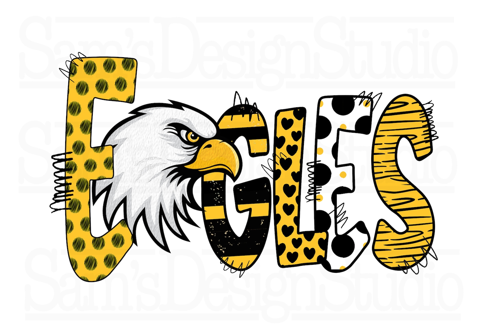 Black and Gold Eagles Png Doodle Letters Eagles Eagles - Etsy