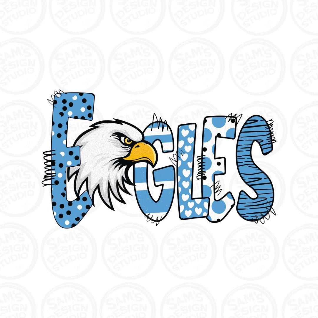 Light Blue and White Eagles PNG , Sublimation Designs , Doodle Letters ...