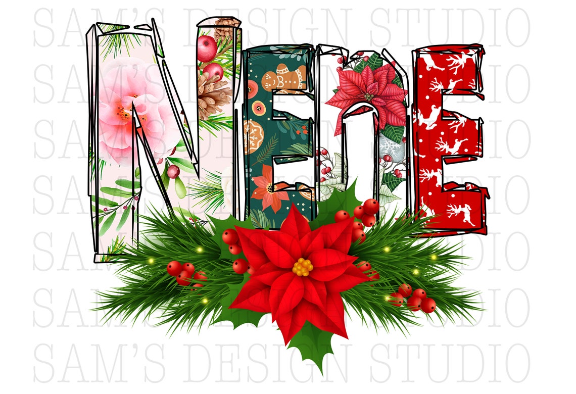 Christmas Nene With Flowers PNG Nene Christmas Design With | Etsy