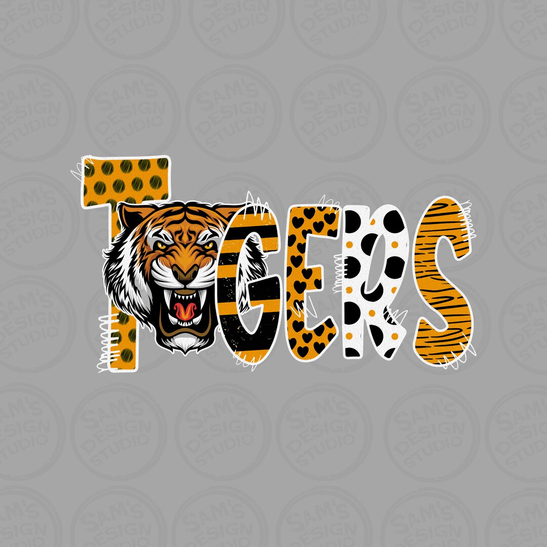 Orange and Black Tigers Png , White Outlines , Sublimation Designs - Etsy