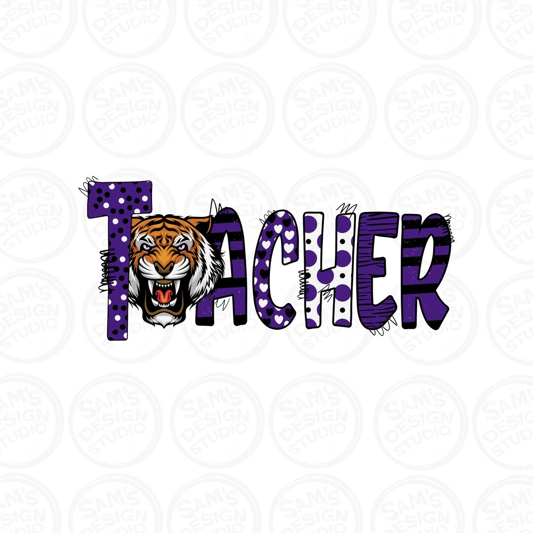 Purple Tigers Teacher Png , Back to School Sublimation Designs ...