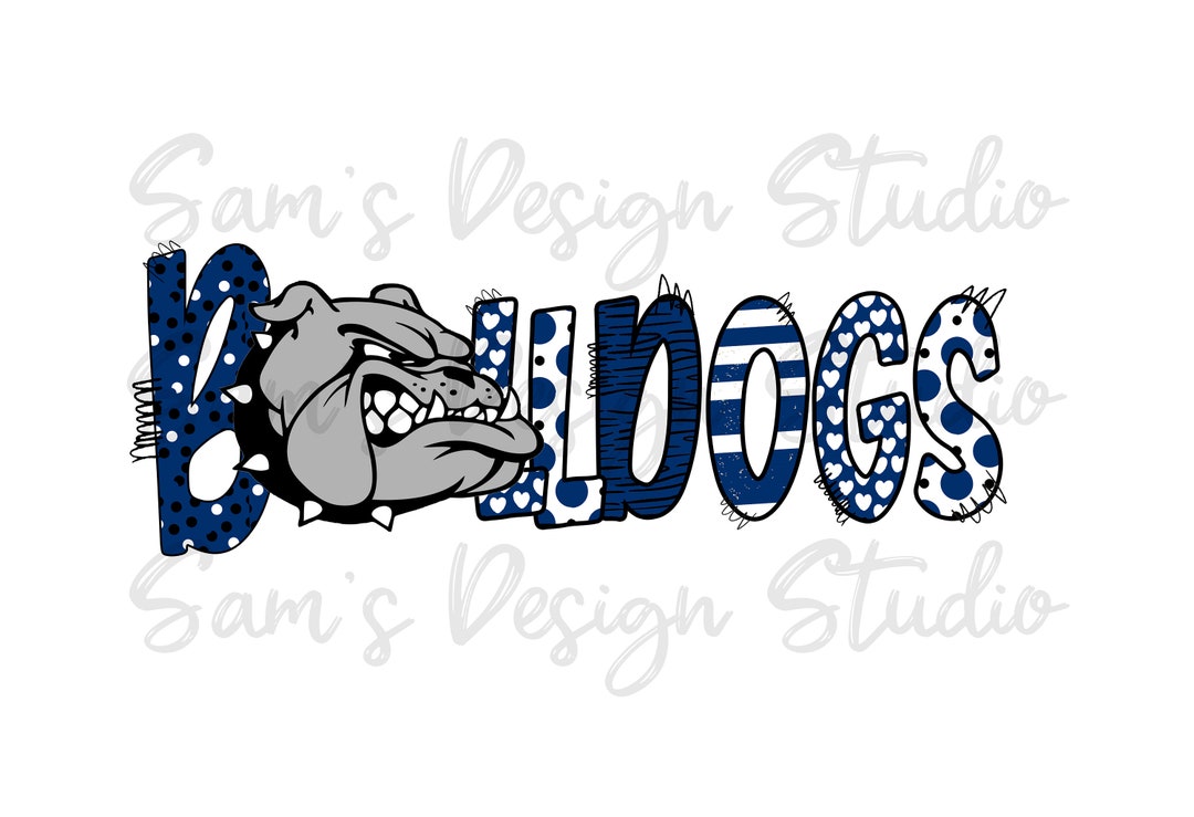 Blue and White Bulldogs Doodle Letters PNG (digital Download) - Etsy