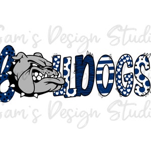 Blue and White Bulldogs Doodle Letters PNG (digital Download) - Etsy
