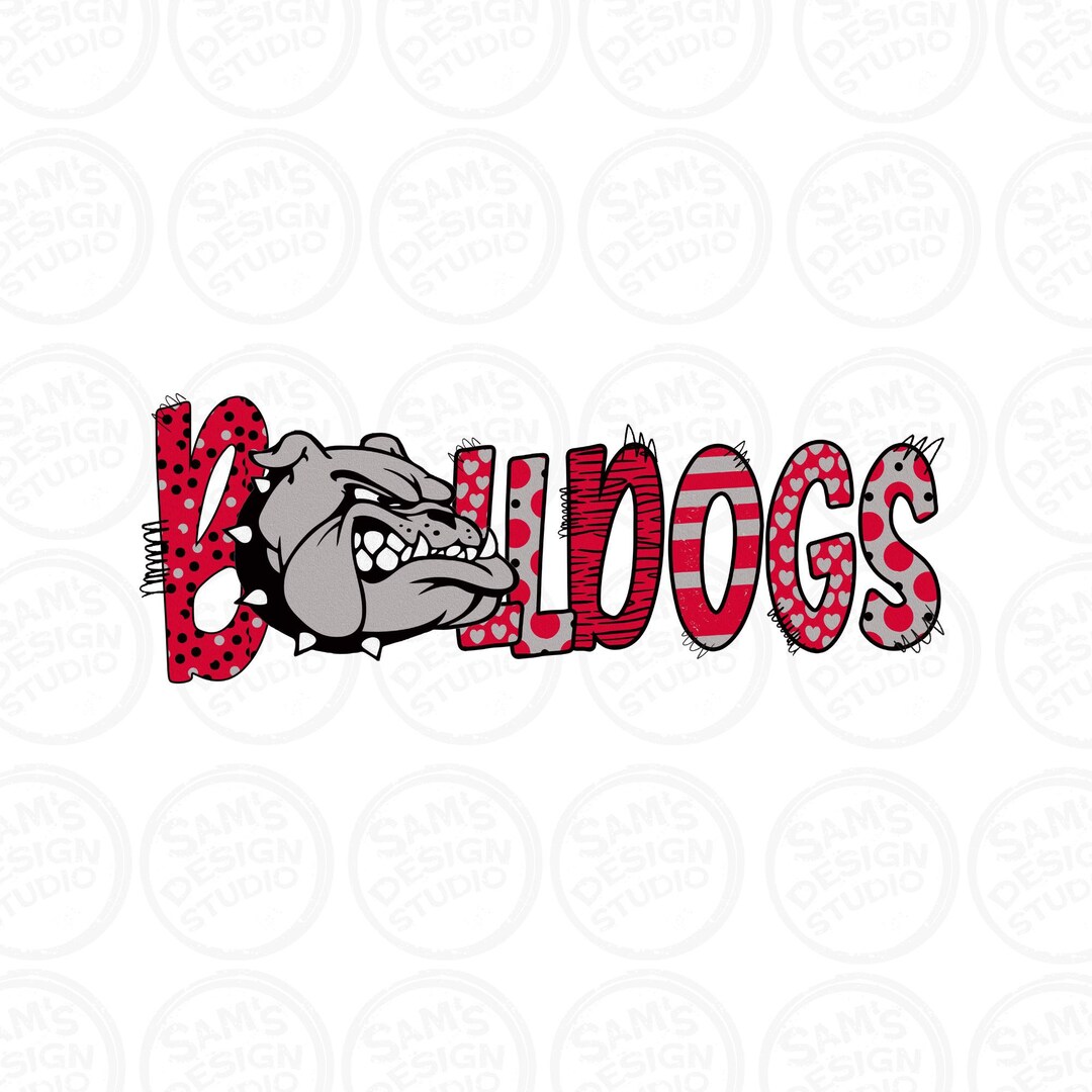 Red and Grey Bulldogs Png / Doodle Letters / Sublimation Designs - Etsy