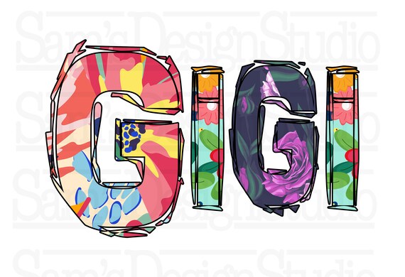 Gigi PNG Gigi Flower Letter Design Sublimation Designs | Etsy