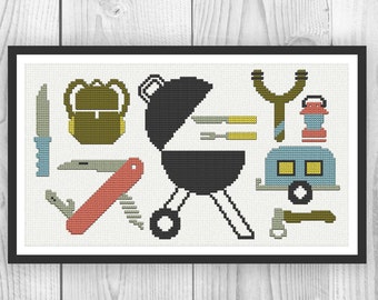 Barbecue Cross Stitch - Etsy