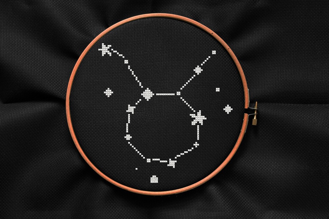 Taurus Constellation Cross Stitch Pattern, Zodiac Embroidery (PDF ...
