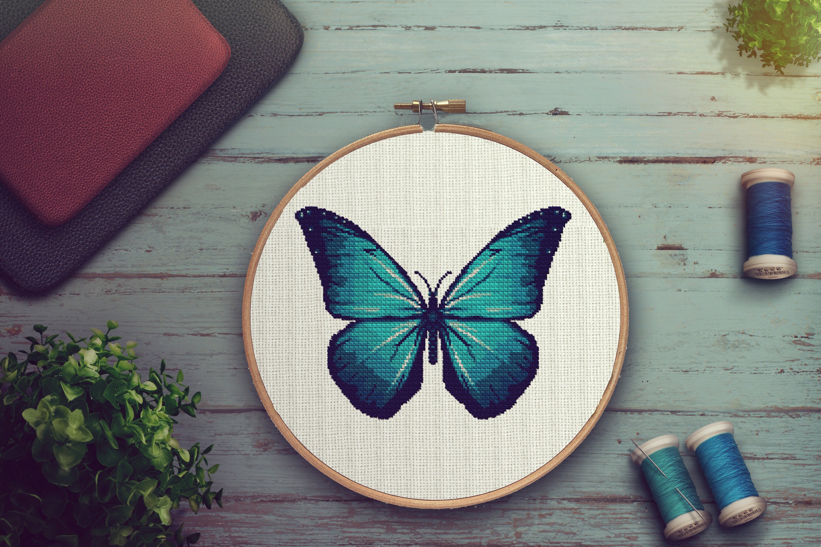 Blue Butterfly Cross Stitch Pattern PDF Easy Animal Xstitch - Etsy